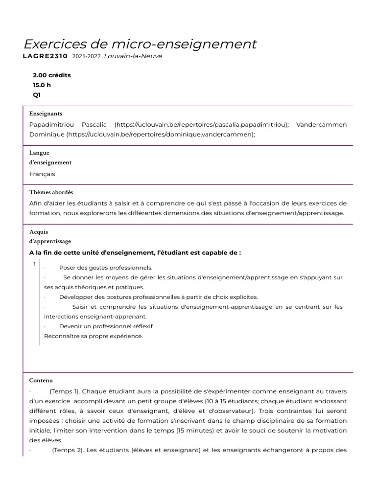Exercices de Micro-Enseignement | PDF | Art