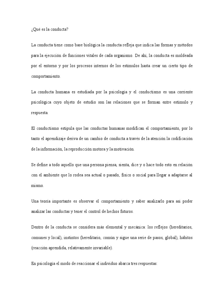 Definición y Tipos de Conducta | PDF