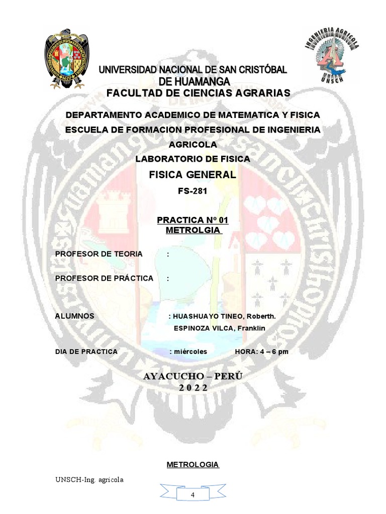 Informe N°01 Pdf Medición Metrología