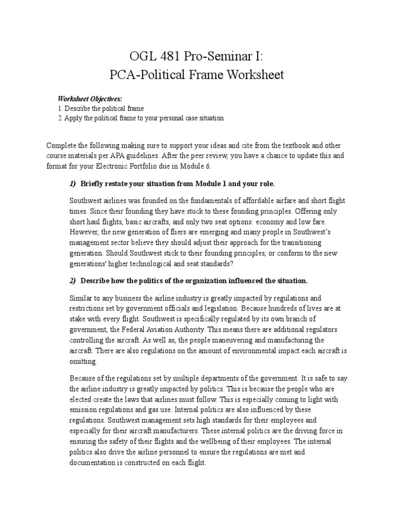 Ogl 481 Political Frame | PDF | Southwest Airlines | Airlines