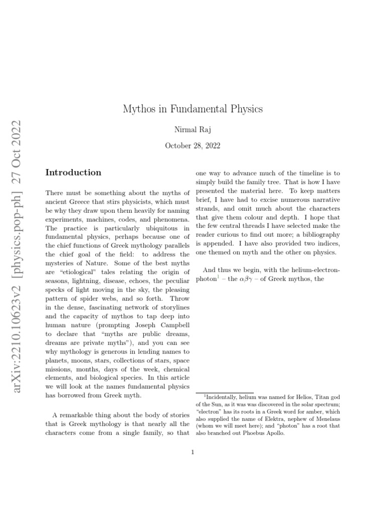 Greek Mythology in Fundamental Physics | PDF | Twelve Olympians | Hades