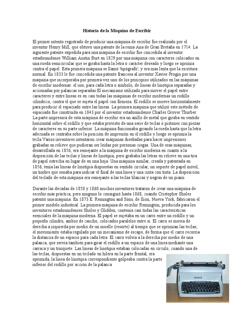 Historia de La Máquina de Escribir | PDF