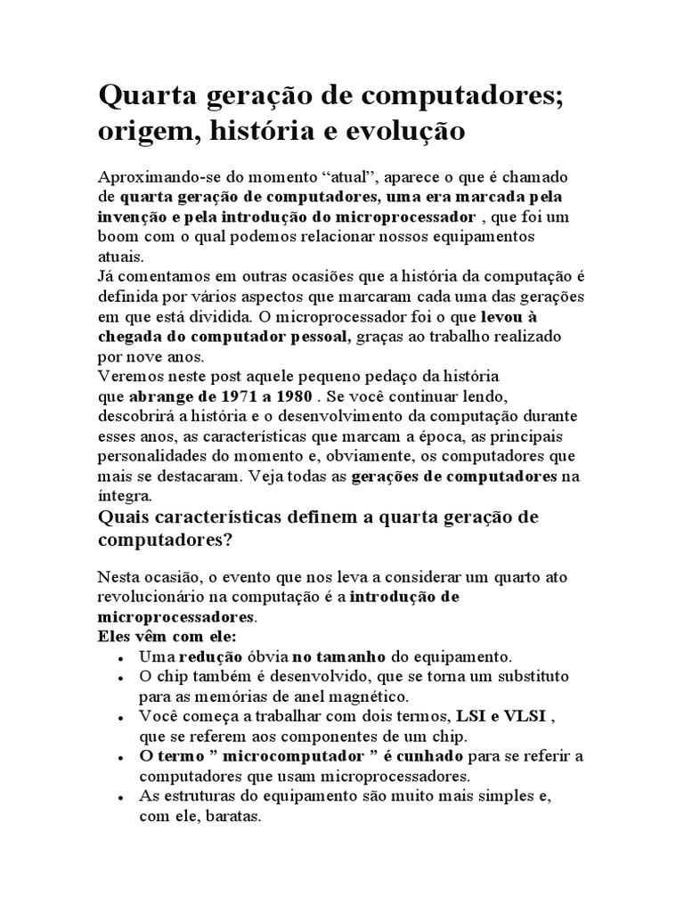 Quarta Geração de Computadores | PDF | PCs (computadores) | Intel