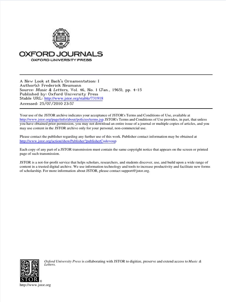 Frederick Neumann - A New Look at Bachs Ornamentation | PDF