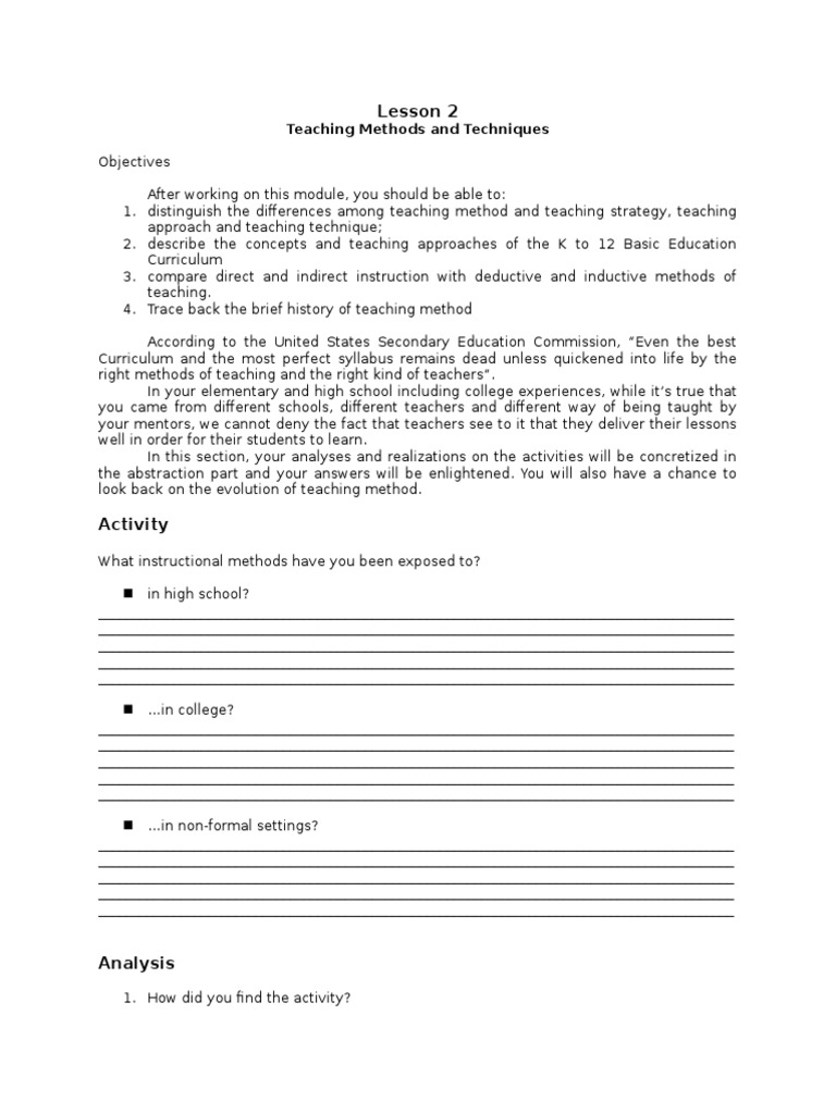 Lesson 2 | PDF | Teaching Method | Learning