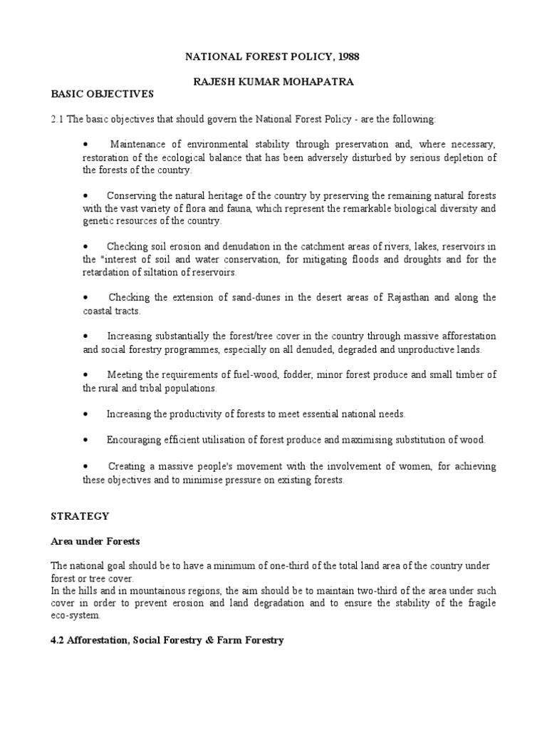 National Forest Policy | PDF | Forestry | Forests