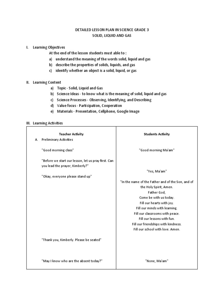 Detailed Lesson Plan Grade 3 | PDF