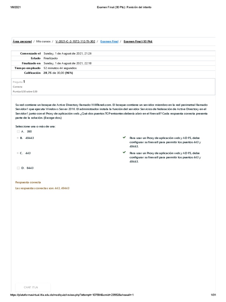 Examen Final 30 Pts Revisi N Del Intento PDF | PDF