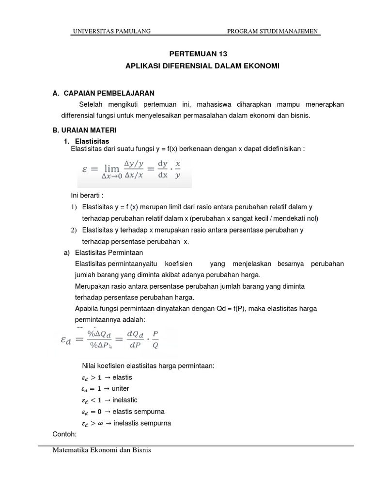 Pertemuan 13 Aplikasi Differensial | PDF