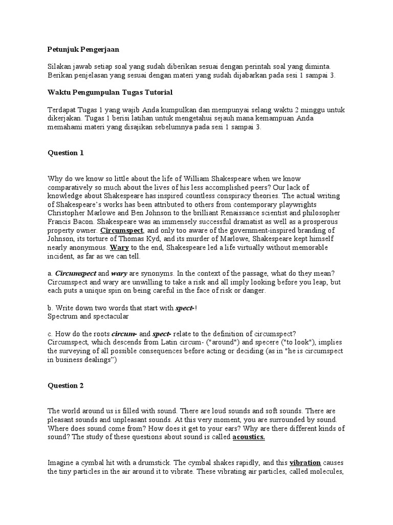 Soal Tugas 1 Reading DONE | PDF