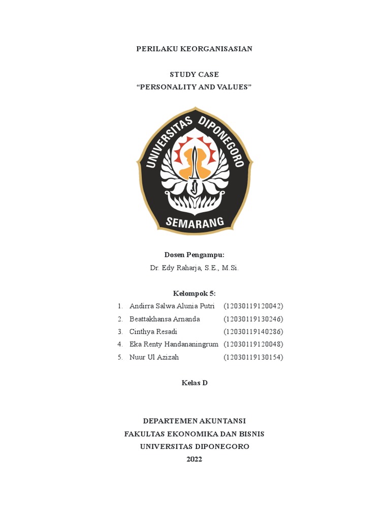 Kelompok 5 - Study Case Personality and Values | PDF