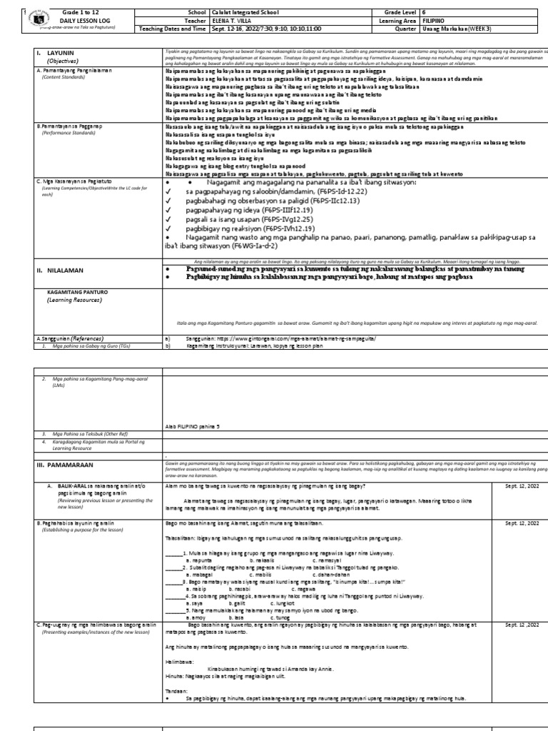 DLL - Fil 1ST Week 3 | PDF
