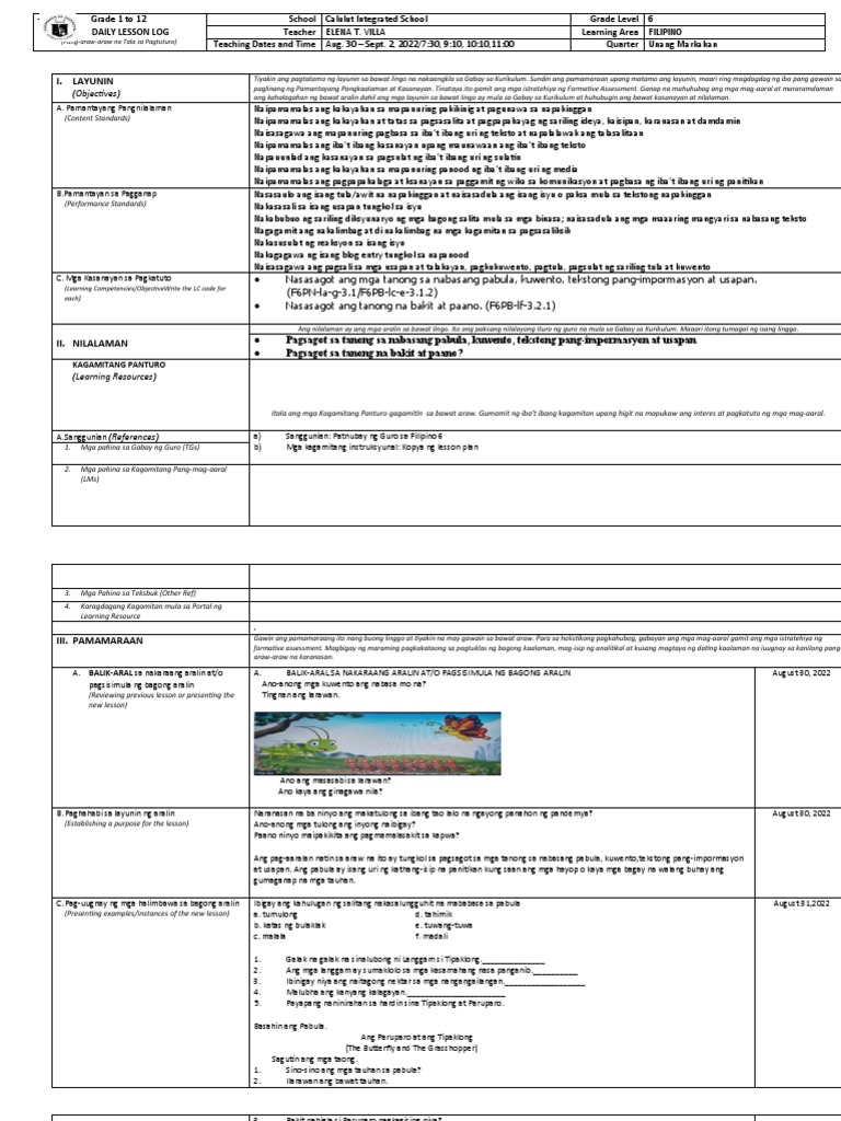 DLL - Fil 1ST Week 1 | PDF