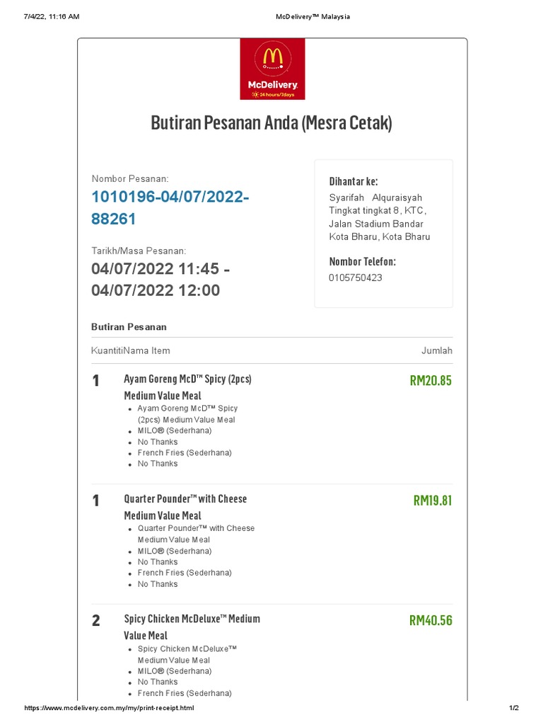 McDelivery™ Malaysia | PDF | Convenience Food | Fast Food Restaurants