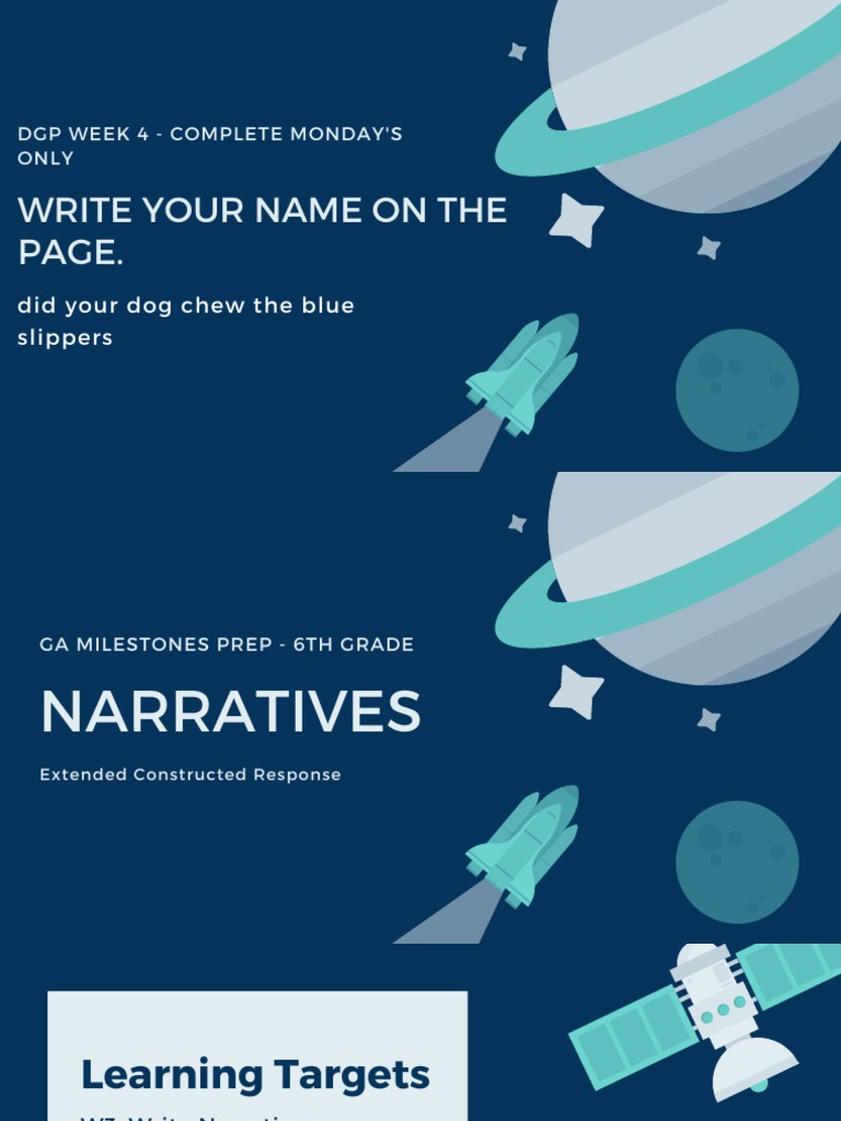 Milestones Narratives (All Summer in a Day writing) (1) | PDF