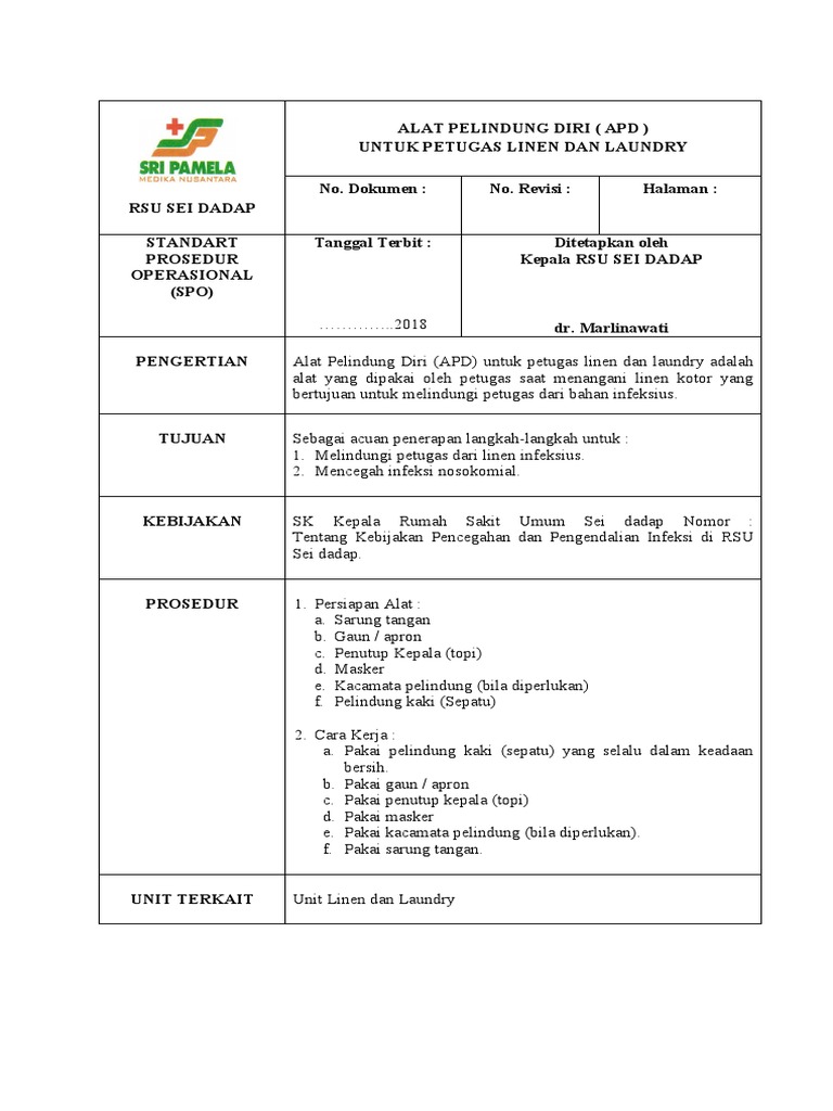APD untuk Petugas Linen dan Laundry | PDF