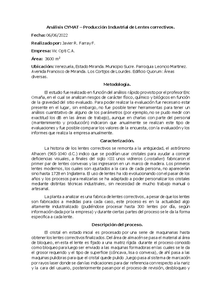 Analisis CYMAT Javier Farray 2022 | PDF | Valores | Evaluación