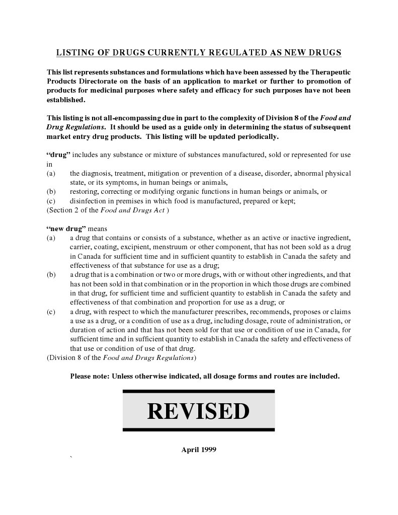 Revised: Listing of Drugs Currently Regulated As New Drugs | PDF ...