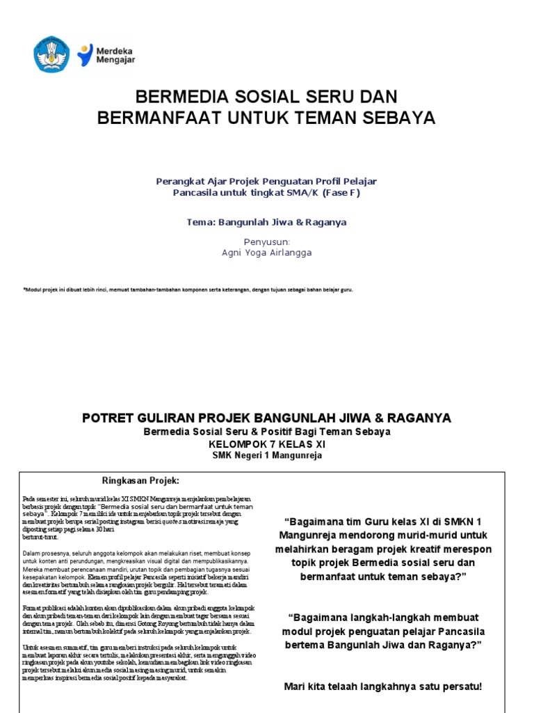 Lampiran Merancang - Memodifikasi Modul Projek SMA - K (Bangunlah Jiwa Dan Raganya) | PDF