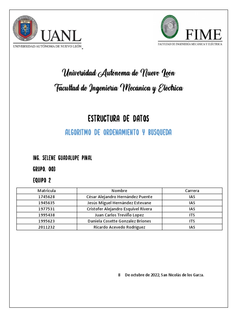 Algoritmo De Ordenamiento Y Busqueda Pdf