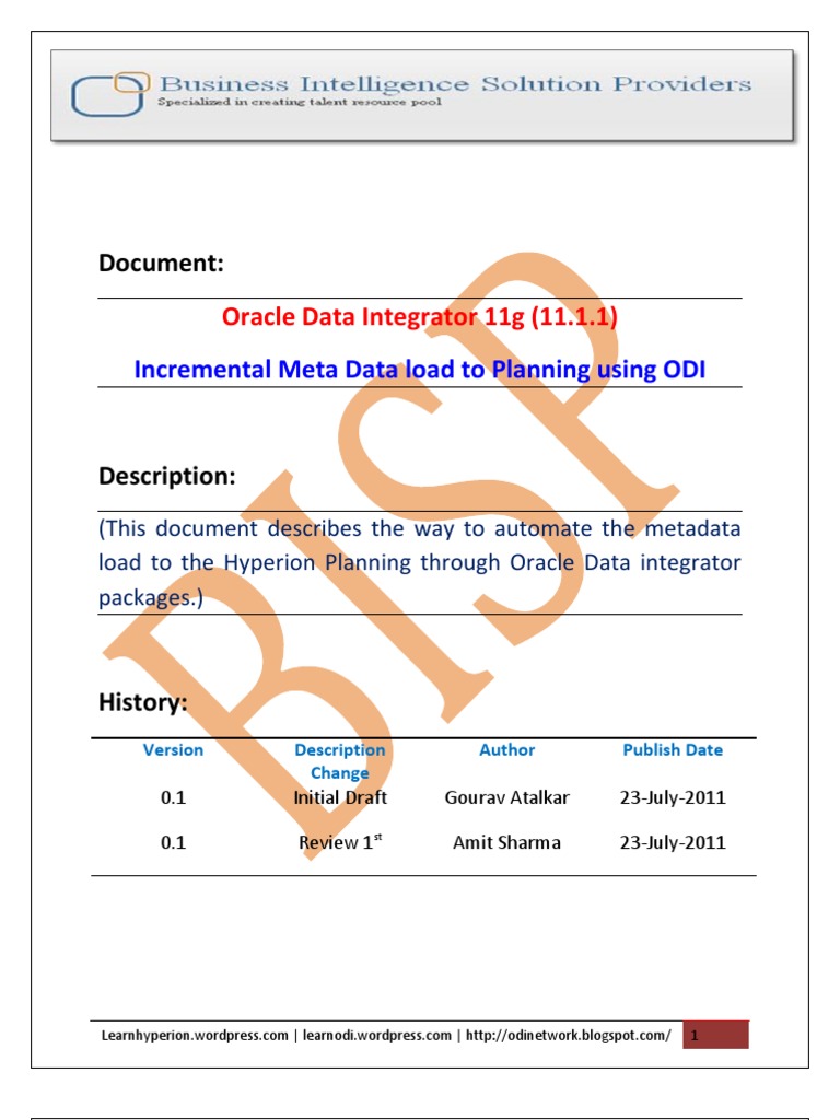 Hyperion Planning Incremental Metadata Load Using ODI | PDF | Application Programming Interface ...