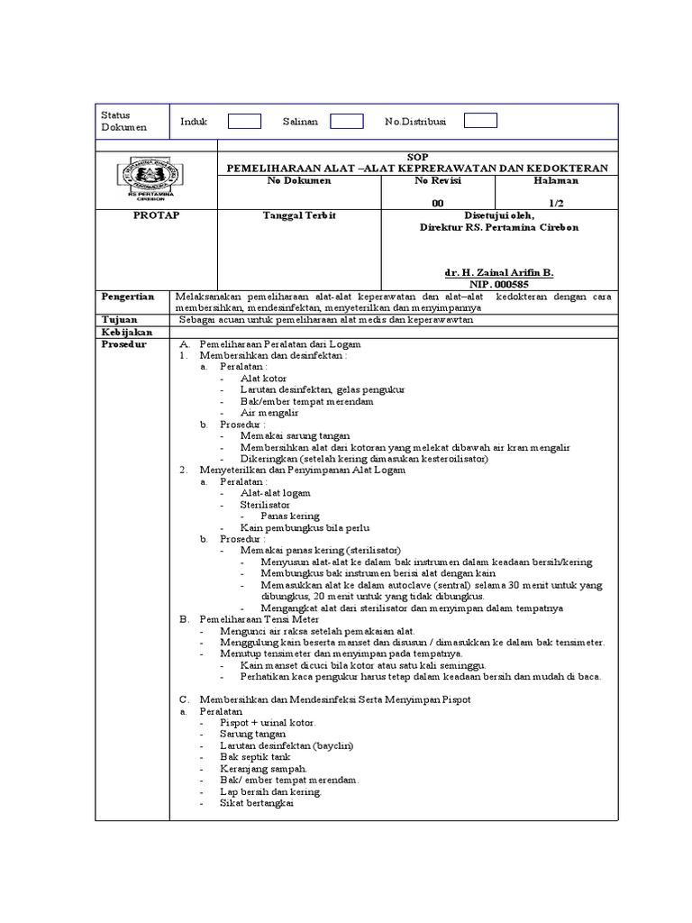 Protap Pemeliharaan Alat-Alat Keperawatan | PDF