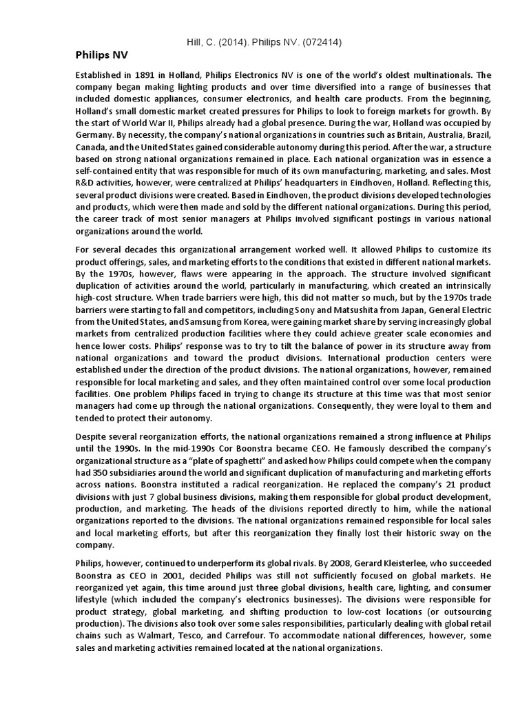 Philips: Evolution of Global Strategy | PDF | Philips | Economies