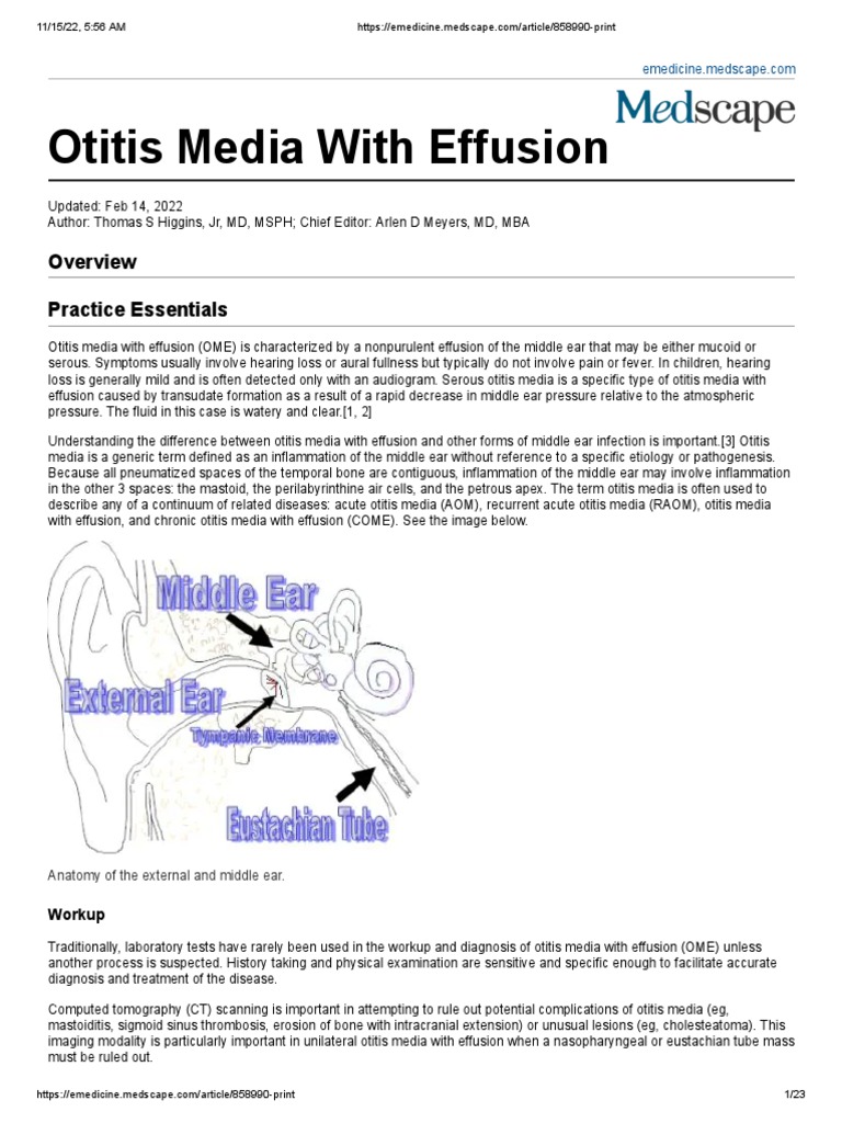 Understanding Otitis Media With Effusion | PDF