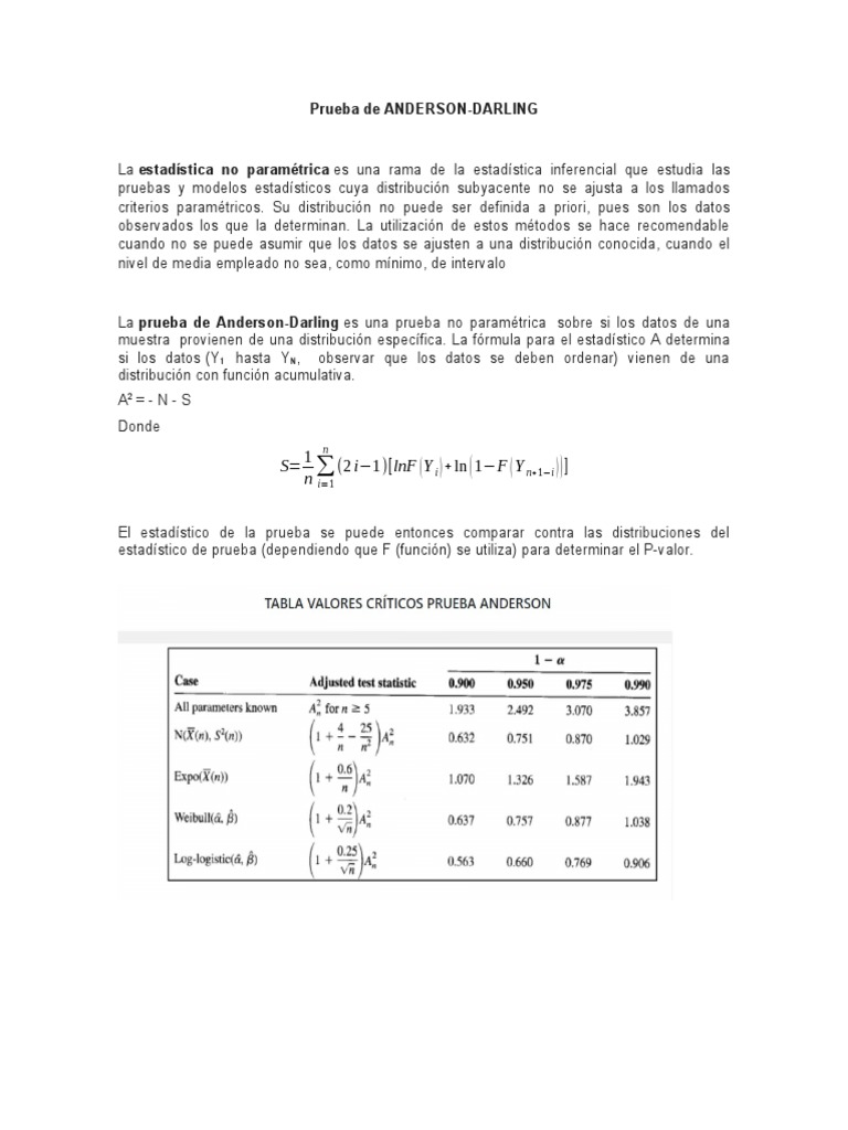 Prueba Anderson Darling | PDF