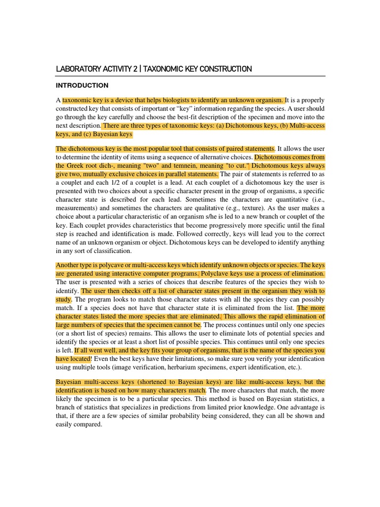 Lab 2 | PDF | Science | Taxa