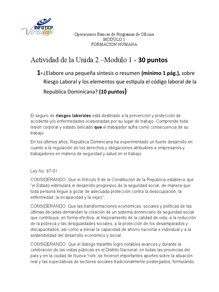 Actividad 2 Mod. 1 (2) Infotep | PDF