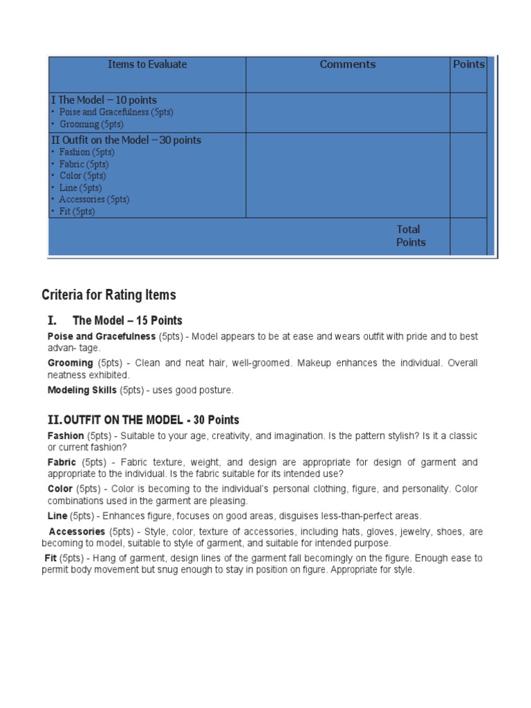 Rubrics Fashion Show | PDF