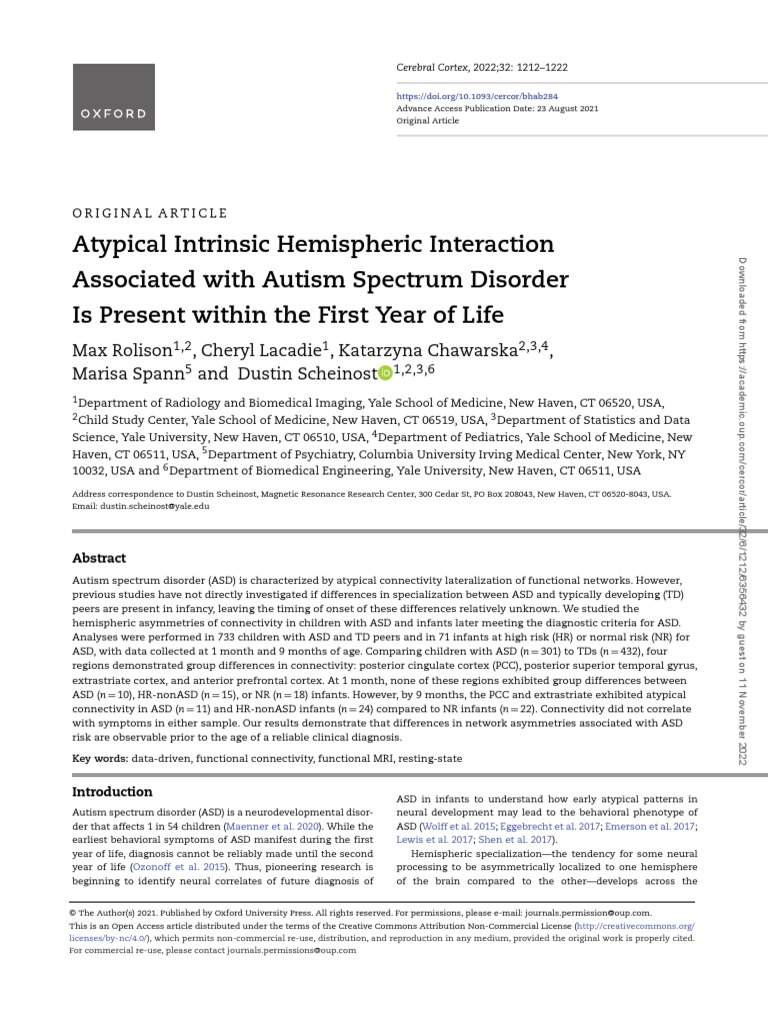 Bhab 284 | PDF | Autism Spectrum | Cingulate Cortex