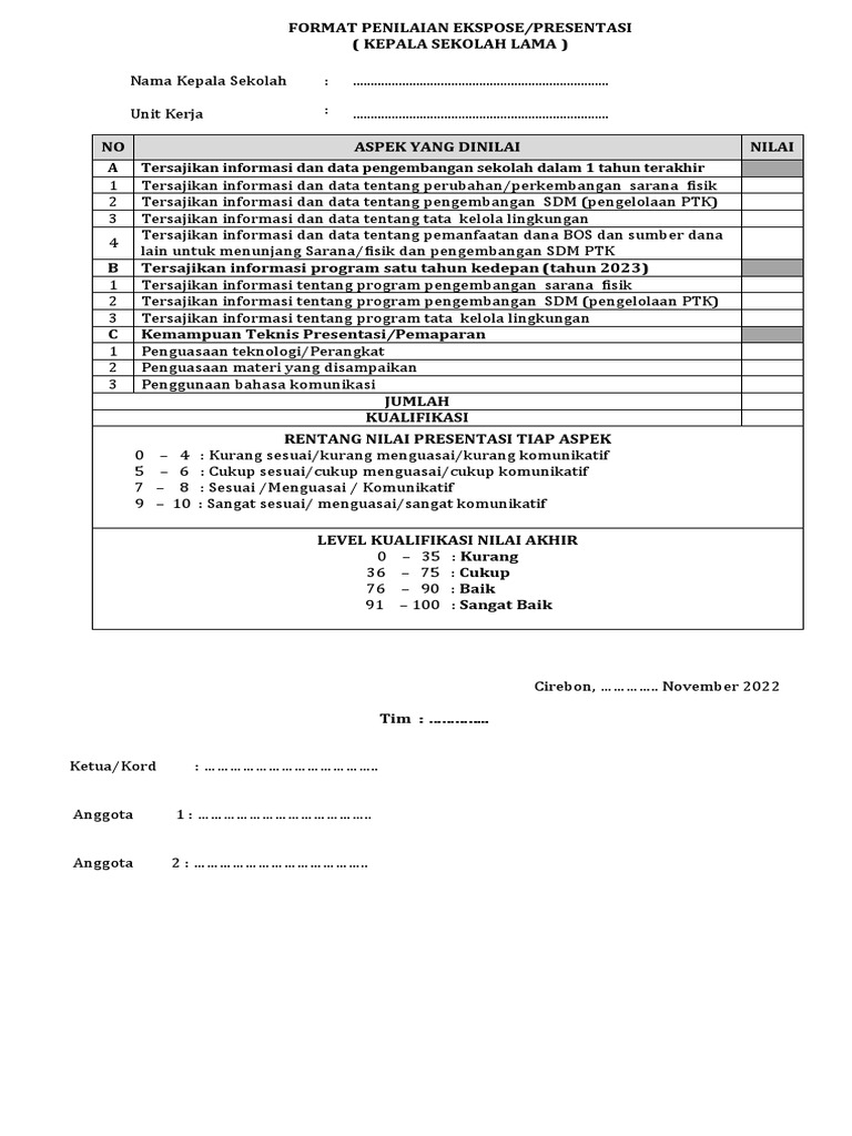 Format, Instrumen Penilaian Ekspose | PDF