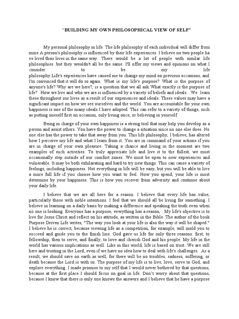 TASK 1-Build My Own Philosophy | PDF | Experience | Meaning Of Life