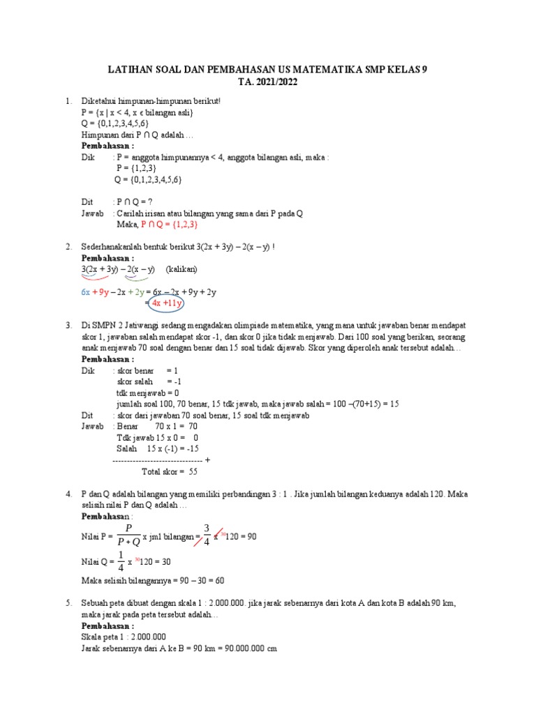 Latihan Soal MTK Us Kelas 9 | PDF