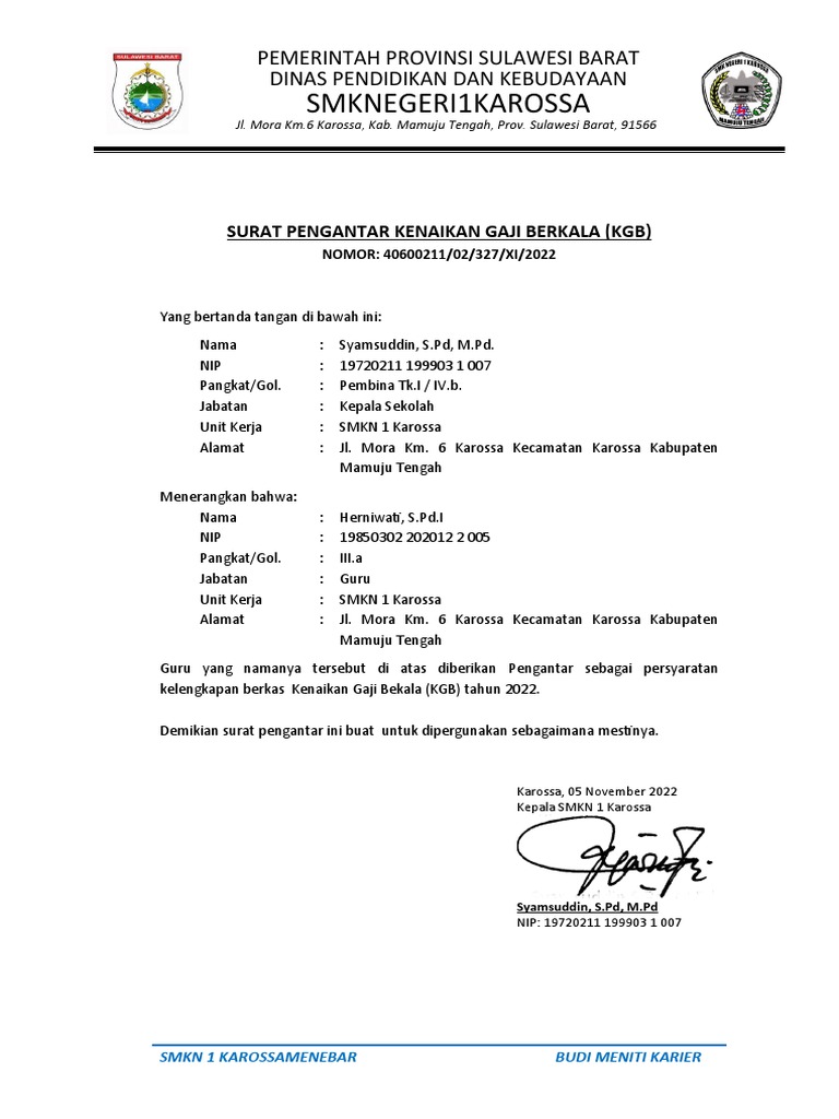 Suratpengantar KGB 2022 | PDF