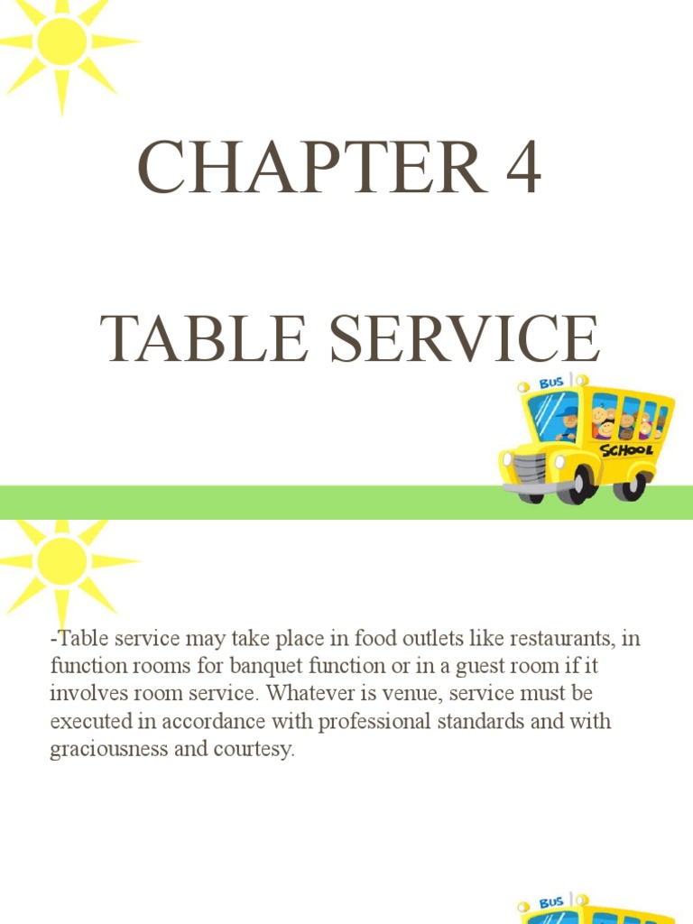 Chapter 4 Table Service | PDF | Tableware | Waiting Staff