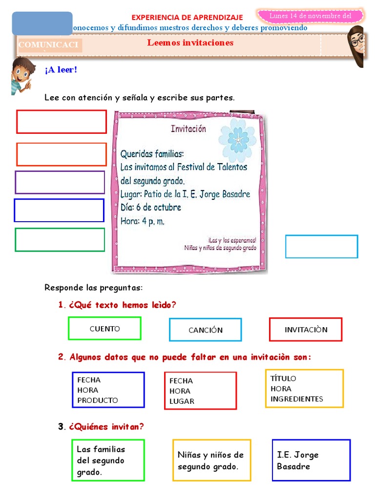 D1 A1 FICHA Leemos Invitaciones | PDF