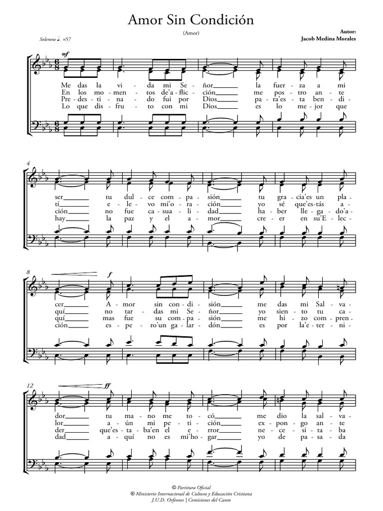 Amor Sin Condición - PARTITURA OFICIAL | PDF
