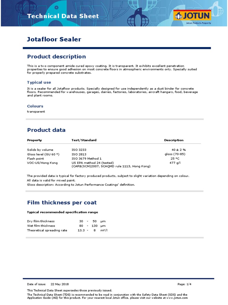 Technical Data Sheet for Jotafloor Sealer: A Two Component Amide Cured ...