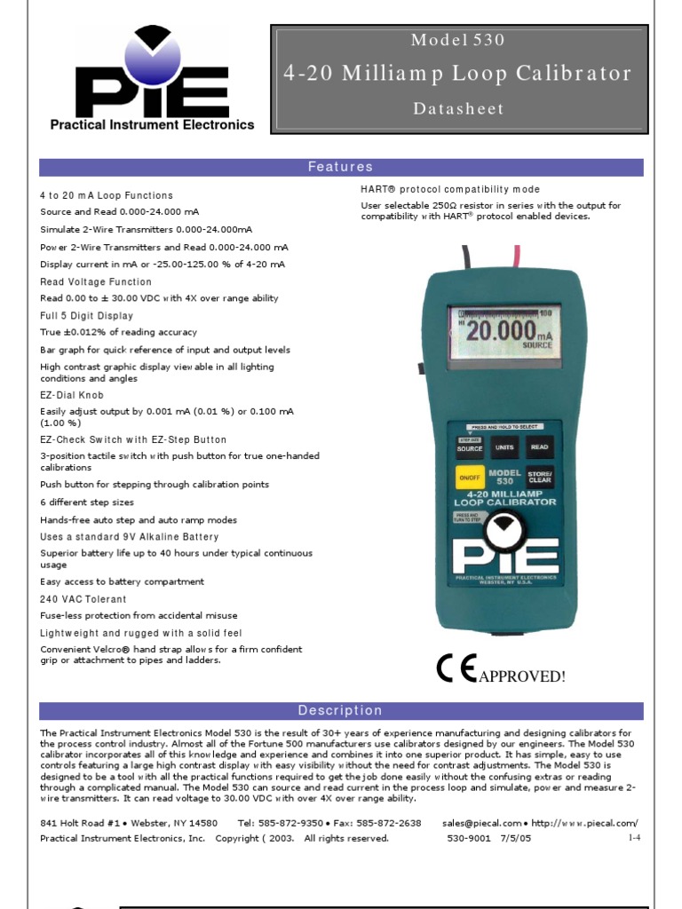 4-20 Milliamp Loop Calibrator: Model 530 | PDF | Calibration | Battery ...