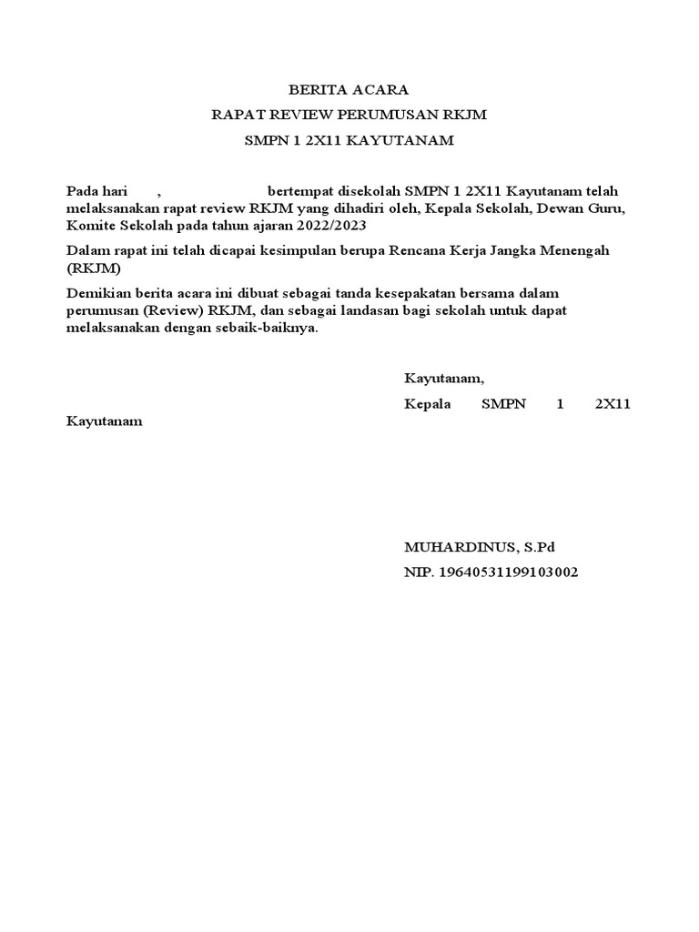 Berita Acara Review RKT | PDF