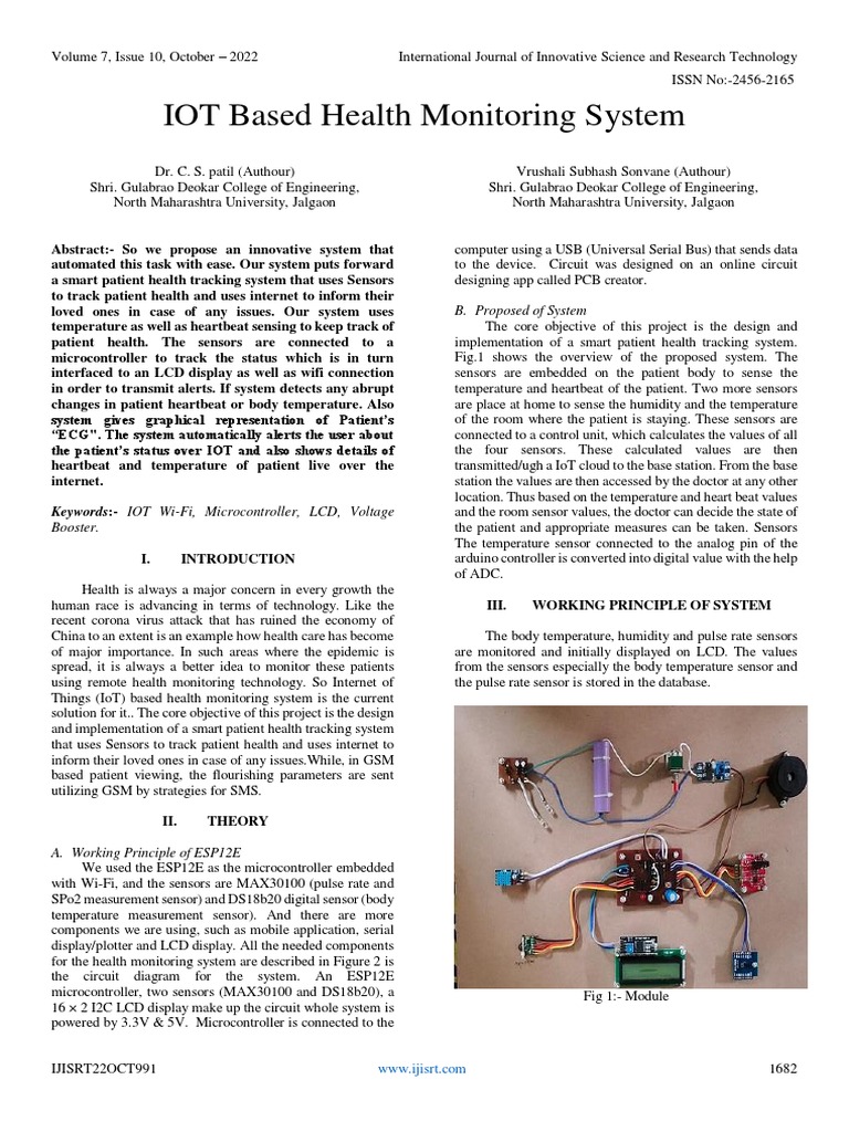 IOT Based Health Monitoring System | PDF | Internet Of Things | Sensor