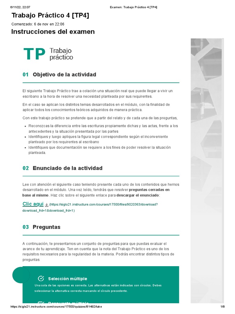 Examen_ Trabajo Práctico 4 [TP4] | PDF | Prueba (evaluación)