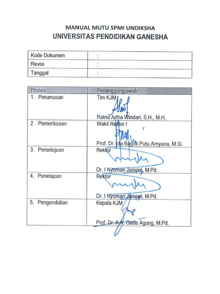 Manual Mutu SPMI Universitas Undiksha | PDF