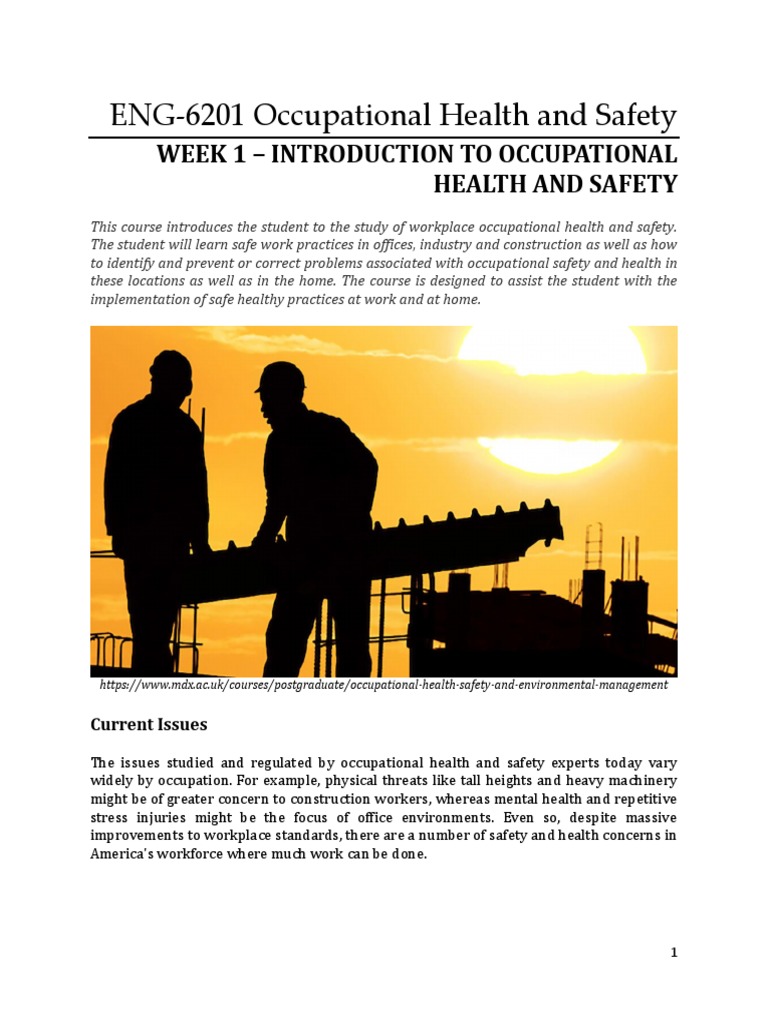 Week 1 - Introduction To OHS Part 2 | PDF | Occupational Safety And ...