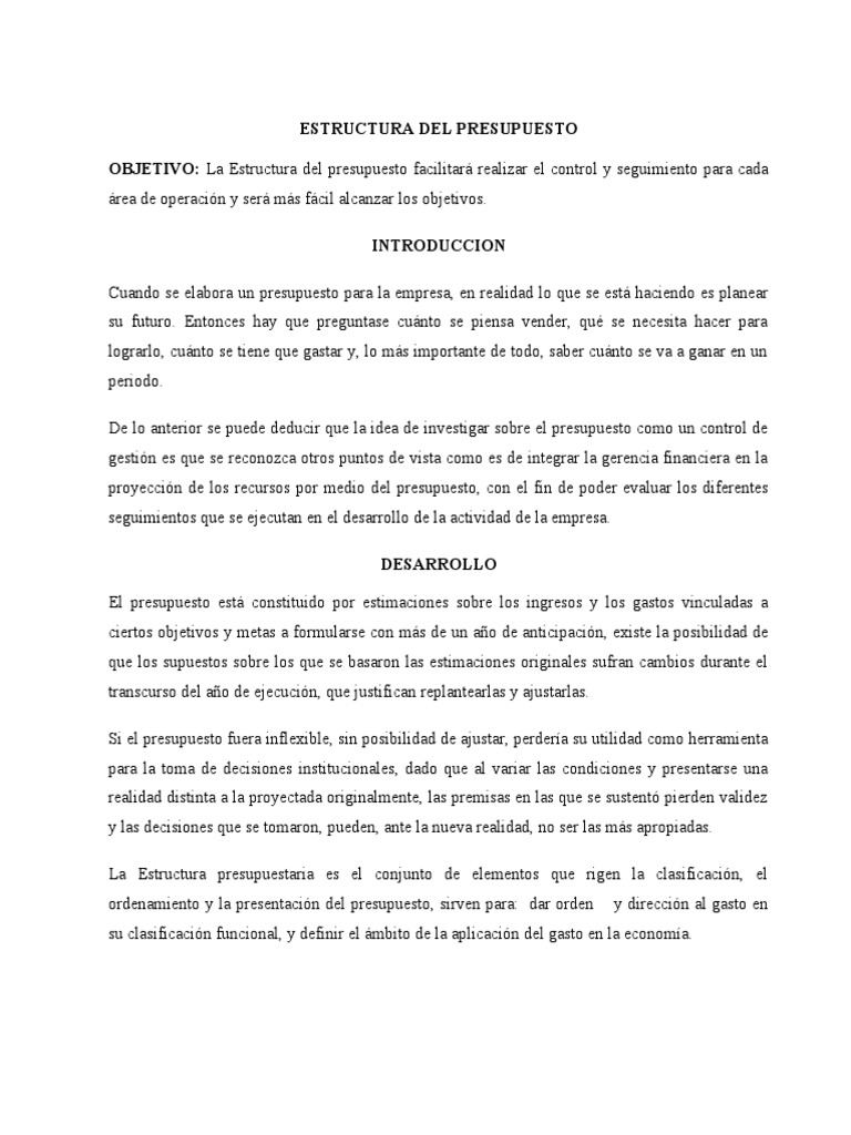 Estructura Del Presupuesto | PDF | Presupuesto | Compartir (Finanzas)