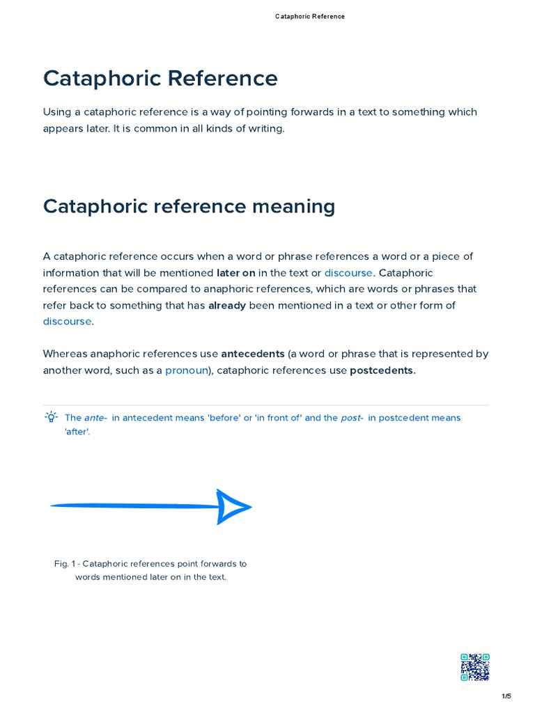 Cataphoric Reference | PDF