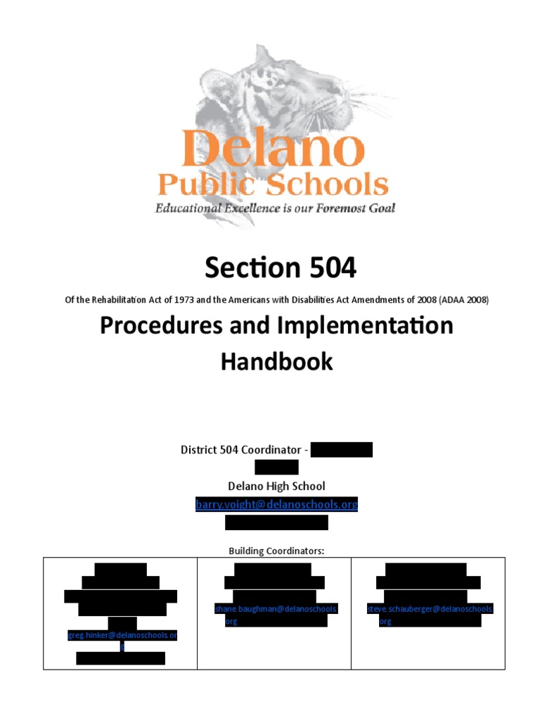 Delano Section 504 Implementation Guide | PDF | Individualized ...